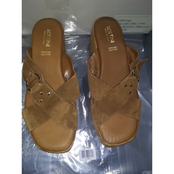 LOTTINI | Shoes | Lottini Suede Cross Band Wedge Womens Sandal | Poshmark